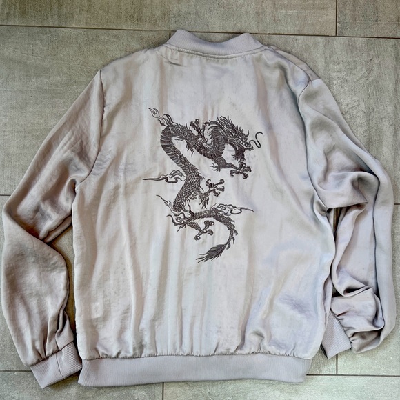 Love Tree | Jackets & Coats | Cool Grey Jacket W Dragon Detail On Back ...